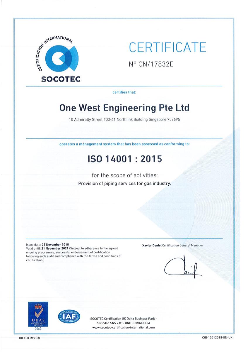 Certificates – One West